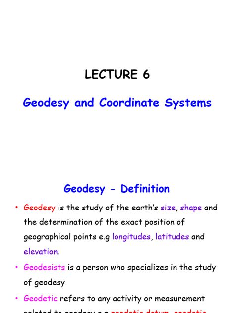 Lecture 6 Geodesy And Coordinate Systems Pdf Geodesy Latitude