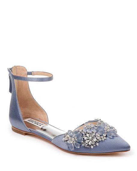 Badgley Mischka Crystal Embellished Ankle Strap Flats Neiman Marcus