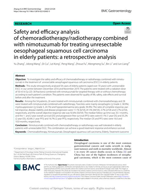 Pdf Safety And Efficacy Analysis Of Chemoradiotherapyradiotherapy Combined With Nimotuzumab