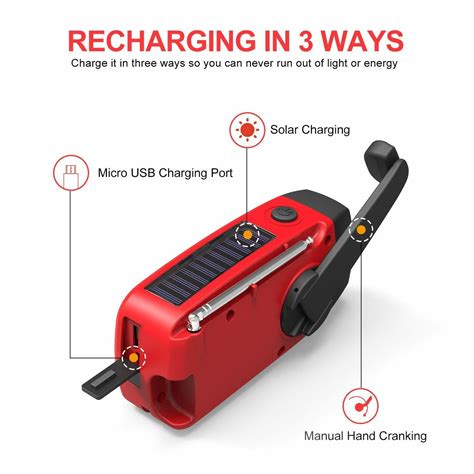 Emergency Radio Crank Solar Hand Weather 1000mah Power Bank Charger