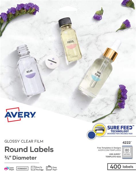 Avery Matte White Removable Round Labels With Sure Feed Technology Print To The