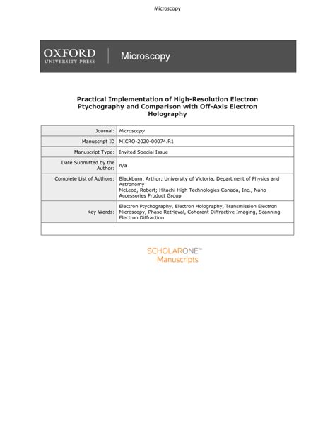 Pdf Practical Implementation Of High Resolution Electron Ptychography