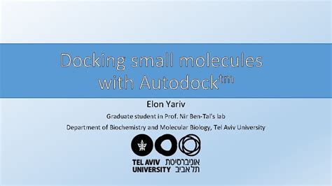 Docking Small Molecules Tm With Autodock Elon Yariv