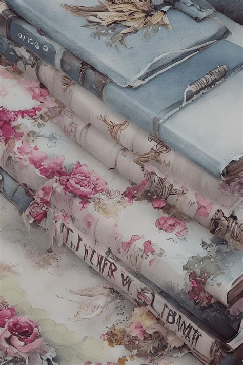 Beautiful Cute Watercolor Illustration Of Dreamy Pastel Books