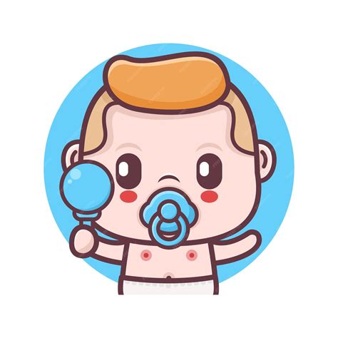 Dibujos Animados Lindo Bebé Niño Con Juguetes Vector Premium