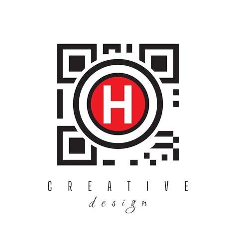 Premium Vector Letter H With Qr Code And Barcode Logo Design Circle