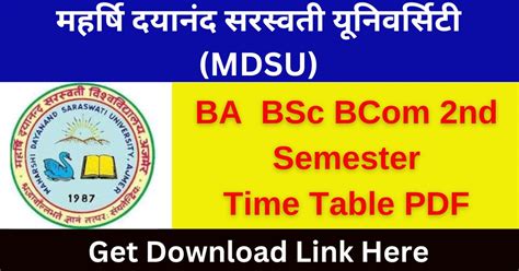 Mdsu 2nd Semester Time Table 2024 Ba Bsc Bcom Exam Date