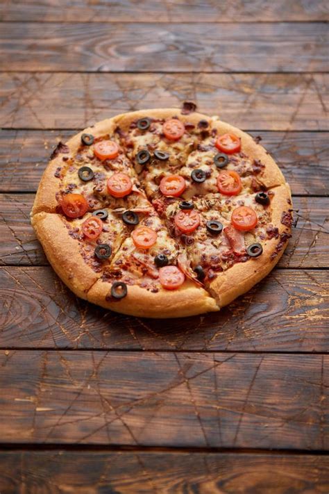 Pizza Pepperoni With Mozzarella Cheese Tomato Sauce And Salami Stock