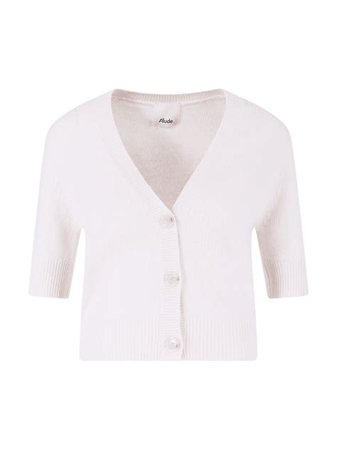 Allude Cashmere Cardigan With V Neck Rose On Ungerde