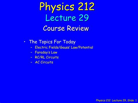PPT Physics 212 Lecture 29 Electric Field And Potential Analysis PowerPoint Presentation ID