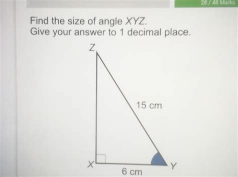 Solved 28 48 Marks Find The Size Of Angle Xyz Give Your Answer To 1