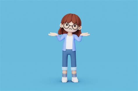 Premium Photo Girl Confused 3d Render