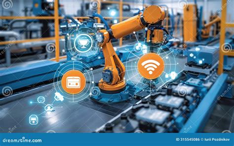 Robotic Arm On Conveyor Belt In Factory Is Working Efficiently Stock Illustration Illustration