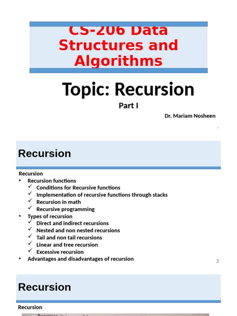 Cs 206 Data Structures And Algorithms Lecture 11 Recursion Part I