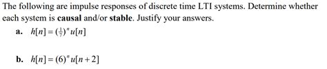 solved the following are impulse responses of discrete time