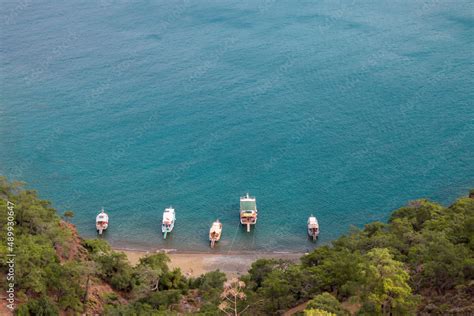Adrasan Tourist Boats Waiting In A Hidden Little Bay Adrasan In