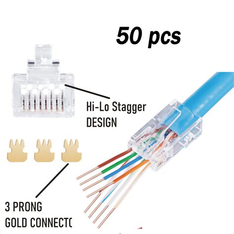 Rj45 Cat6 Cat5e Pass Through Connector 8p8c Gold Plated Passthrough Daraz Pk