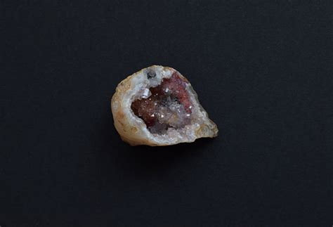 A Beautiful Geode With Colored Quartz Crystals Inside Geological Sample