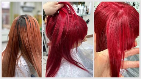 Окрашивание волос в яркий красный цвет Яркое окрашивание без обесцвечивания Youtube