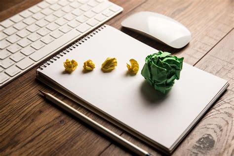 Premium Photo Notepad Crumpled Paper And Keyboard