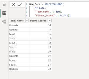 Power BI Create Table From Another Table By Using DAX