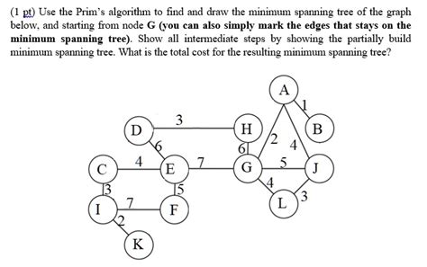 SOLVED Pt Use The Prim S Algorithm To Find And Draw The Minimum Spanning Tree Of The Graph