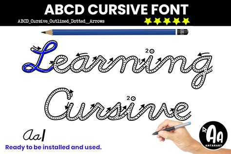 Abcd Cursive Outlined Dotted Arrows Font By Antarart · Creative Fabrica