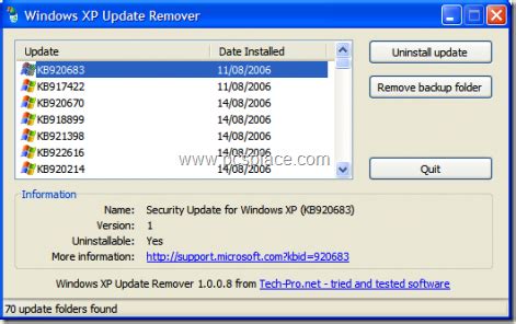 Windows XP Update Remover Uninstall Remove Windows Updates PCs Place