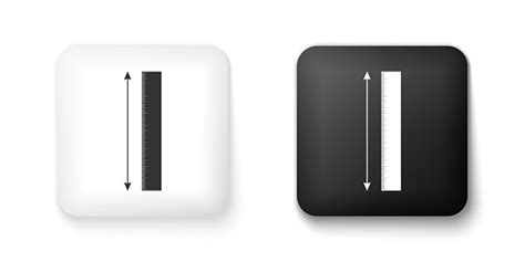 흑백 흰색 흰색 배경에 격리 된 측정 높이와 길이 아이콘 눈금자 직선 축척 기호 정사각형 버튼입니다 벡터 개념에 대한 스톡 벡터 아트 및 기타 이미지 Istock