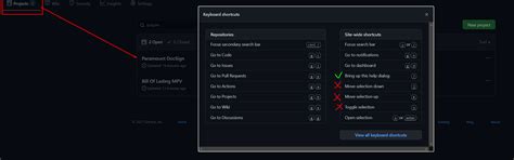 Shortcuts Not Working In Projects Tab · Issue 6712 · Githubdocs · Github
