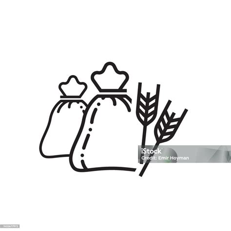 밀 글리프 아이콘 농업 및 농업 곡물 가방 기호 벡터 그래픽 흰색 배경에 Eps 가방에 대한 스톡 벡터 아트 및 기타 이미지 가방 개념 거미줄 Istock