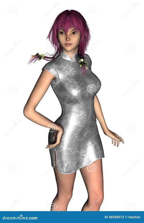 Anime Girl In Cheongsam Stock Illustration Illustration Of Animation