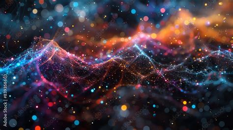 machine learning algorithm visualized as an intricate web colorful and