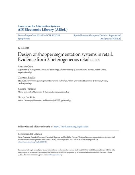 Pdf Design Of Shopper Segmentation Systems In Retail Evidence From 2