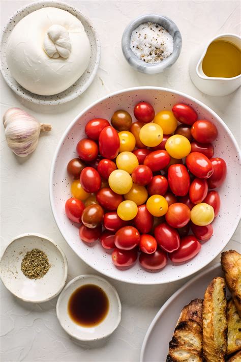 Roasted Tomatoes With Burrata Olive And Mango