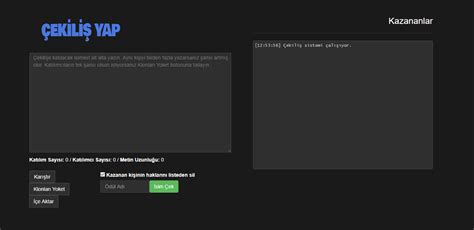GitHub xacnio cekilisyap Çeşitli özelliklerle ve görsel efektlerle