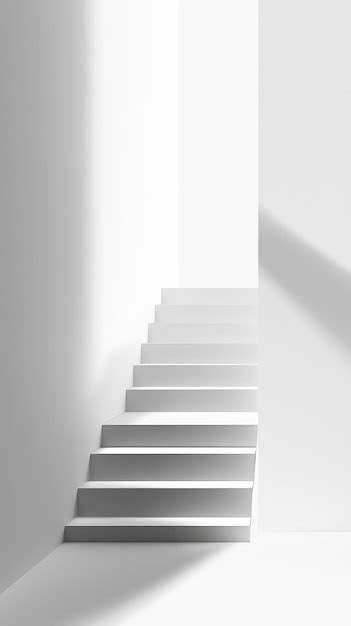 A Simple Yet Striking Perspective A White Staircase Ascending Into A