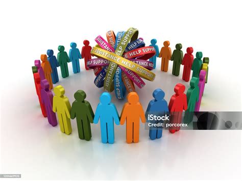 지원 지원 리본 3d 렌더링과 픽토그램 팀워크 3차원 형태에 대한 스톡 사진 및 기타 이미지 3차원 형태 It 지원