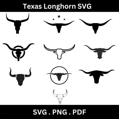 Texas Longhorn Svg Bundle Bull Head Svg Texas Longhorn Png Longhorn