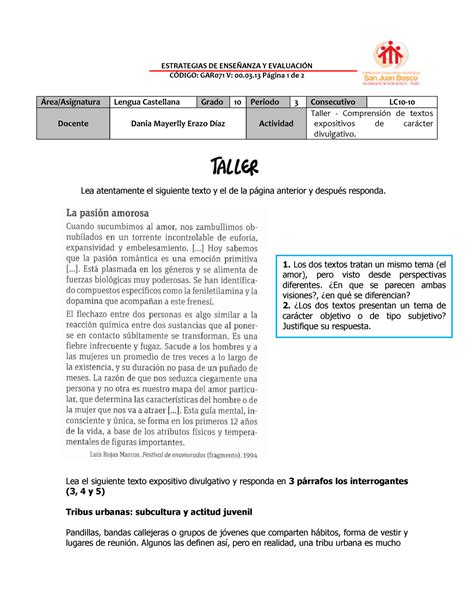 Taller Texto Expositivo Divulgativo 10 1 3 4 ESTRATEGIAS DE ENSEANZA