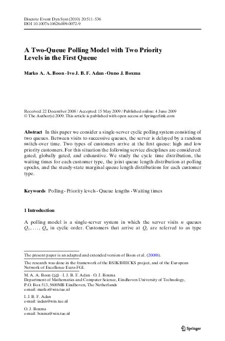 pdf a two queue polling model with two priority levels in the first