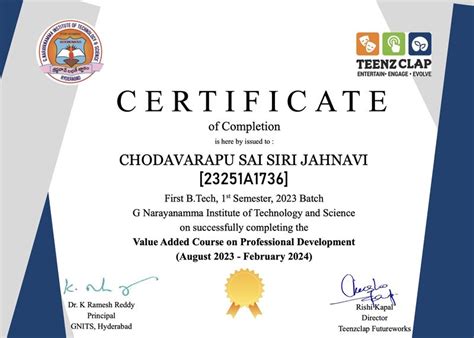 jahnavi siri on linkedin value added course for professional development