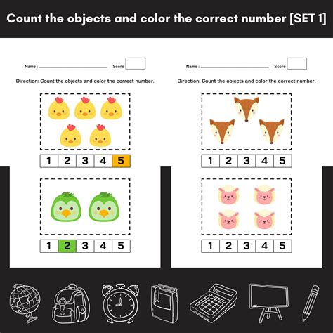 Count The Objects And Color The Correct Number SET 1 Learning