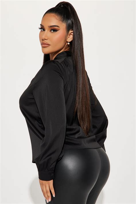 Business Chats Satin Blouse Top Black Fashion Nova Shirts