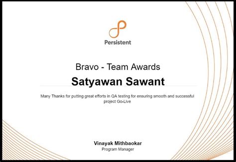 Satyawan Sawant On Linkedin Teamawards Persistentsystems Qa