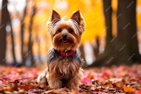Premium Ai Image Small Dog Sitting On Top Of Pile Of Leaves Generative Ai