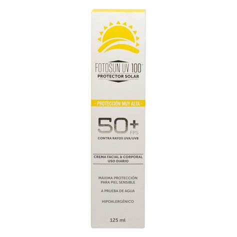 Fotosun Uv 100 Fps 50 Crema Tubo125 Ml Sin Aroma