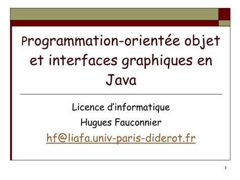Programmation Orient E Objet Et Interfaces Graphiques En Java