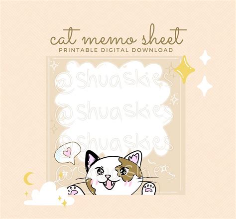 Digital Download Printable Kitty Memo Etsy