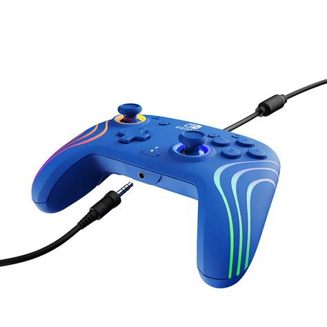 Official Switch Afterglow Wave Wired Controller Blue Shopforgeek Manette Pdp Nintendo